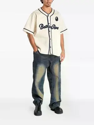 A BATHING APE Pinstripe Baseball Shirt