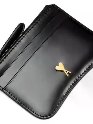 AMI Paris Paris Paris Leather Cardholder - Black
