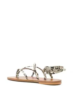 K.JACQUES Snakeskin Leather Ankle-tie Sandals