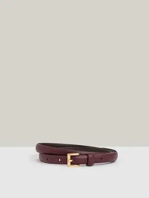 REISS Thin Leather Belt - Oxblood
