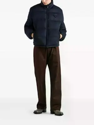 Prada Cashmere Quilted Down Jacket With Stand-up Collar