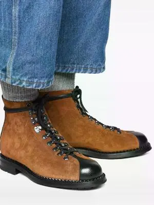 YUKETEN Suede Lace-up Boots With Cap Toe