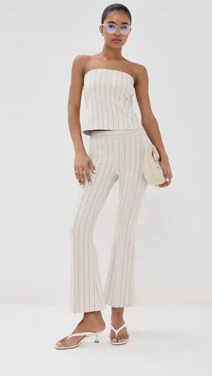Rosetta Getty Pinstriped Cropped Flare Pants