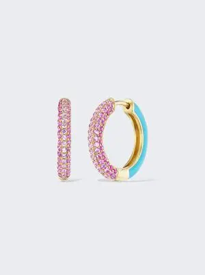 EMILY P. WHEELER 18k Yellow Gold Duo Hoop Earrings With Sapphire And Ruby - Yg