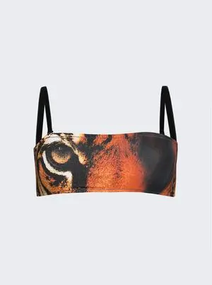 SKIMS X Roberto Cavalli Micro Bandeau Bikini Top With Tiger Face Print - Brown