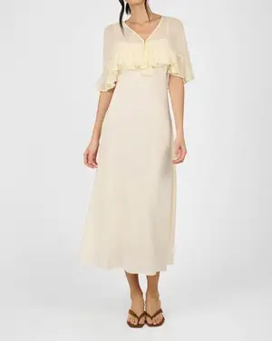 WeWoreWhat Ruffle Shawl Collar Maxi Dress