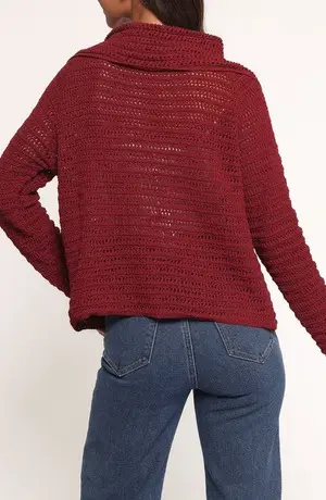 PETAL & PUP Lyra Sheer Cardigan - Burgundy