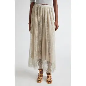 Ulla Johnson Maren Lace Pleated Maxi Skirt - Sterling Silver