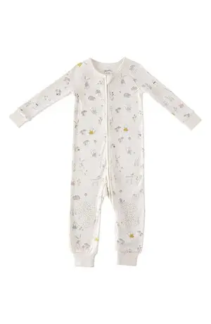 PEHR Print Rib Organic Cotton Fitted One-piece Pajamas - Magical Forest