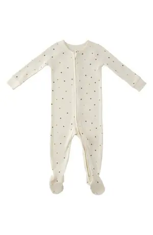 PEHR Pointelle Fitted Organic Cotton One-piece Footie Pajamas - Polka Dotty