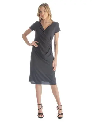 24seven Comfort Apparel Draped Day Dresses
