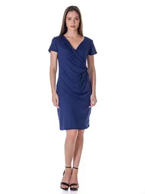 24seven Comfort Apparel Draped Day Dresses