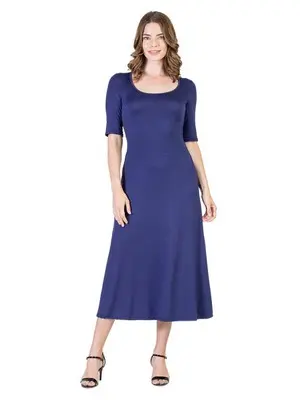 24seven Comfort Apparel Scoop Neck Day Dresses