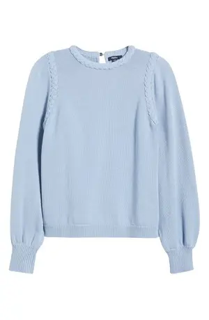 HATLEY Braided Cotton Crewneck Sweater - Denim Blue