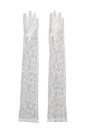 AGNELLE Long Lace Gloves - White