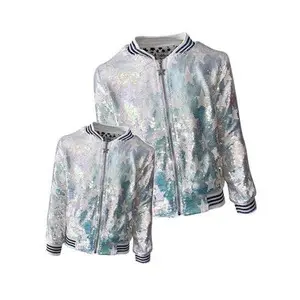 LOLA + THE BOYS Iridescent Star Sequin Bomber
