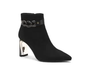 NINETY UNION Chain Ornament Metal Heel Bootie - Black