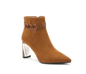 NINETY UNION Chain Ornament Metal Heel Bootie - Tan