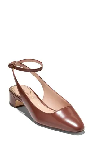Cole Haan Paden Ankle Strap Slingback Pumps - Dark Cuoio Box Leather