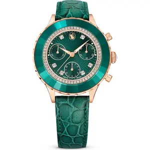SWAROVSKI Octea Chronograph Leather Strap Watch - Green