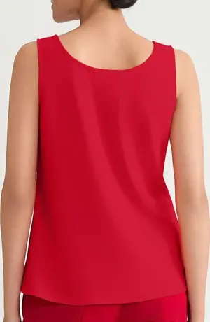 Ming Wang Deco Scoop Neck Stretch Crepe Tank - Holiday