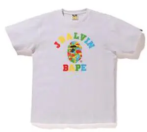A BATHING APE X J Balvin Camo College Logo Tee Shirt - White
