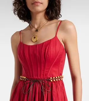 Zimmermann Rhiannon Gathered Paisley Cotton Midi Dress - Red