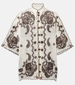 Zimmermann Ascension Embroidered Linen Shirt - White