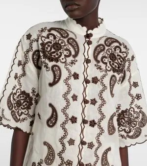 Zimmermann Ascension Embroidered Linen Shirt - White