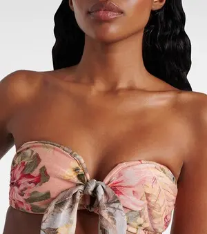 Zimmermann Coco Bow-detail Floral Bikini Top - Multicoloured