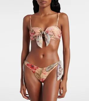 Zimmermann Coco Bow-detail Floral Bikini Top - Multicoloured