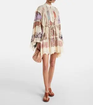 Zimmermann Rhiannon Embroidered Floral Mini Dress - Multicoloured
