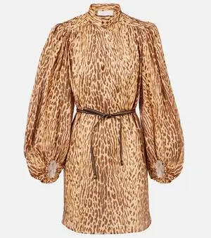 Zimmermann Cascadian Leopard-print Linen Tunic - Beige