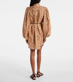 Zimmermann Cascadian Leopard-print Linen Tunic - Beige