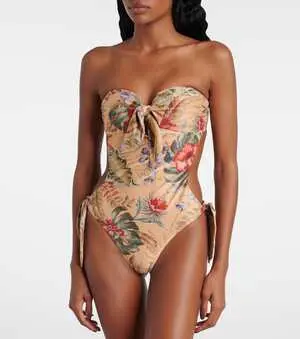 Zimmermann Coco Bow-detail Floral Swimsuit - Multicoloured