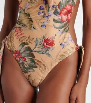 Zimmermann Coco Bow-detail Floral Swimsuit - Multicoloured