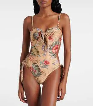 Zimmermann Coco Bow-detail Floral Swimsuit - Multicoloured