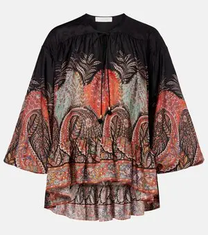 Zimmermann Rhiannon Ruffled Silk Top - Multicoloured