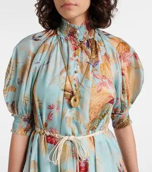 Zimmermann Ascension Billow Floral Silk Maxi Dress - Blue