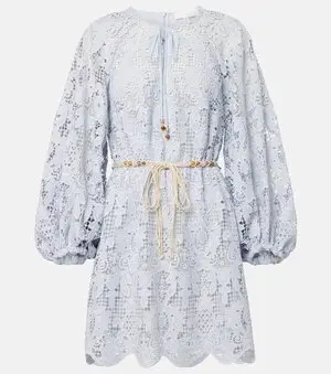 Zimmermann Belted Lace Minidress - Blue