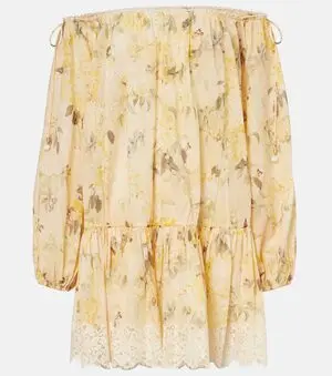 Zimmermann Floral Semi-sheer Cotton Minidress - Multicoloured
