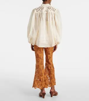 Zimmermann Coco Embroidered Ramie Blouse - Beige