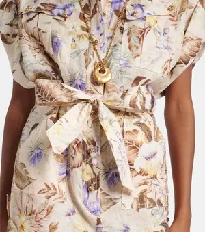 Zimmermann Floral Linen Romper - Multicoloured