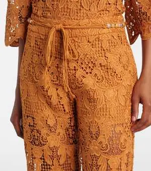 Zimmermann Coco Scalloped Lace Flared Pants