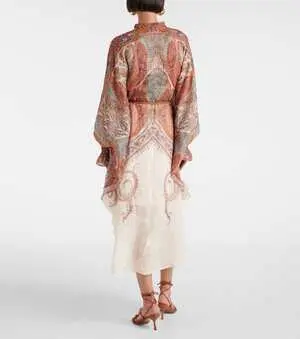 Zimmermann Rhiannon Tie-neck Ramie Midi Dress