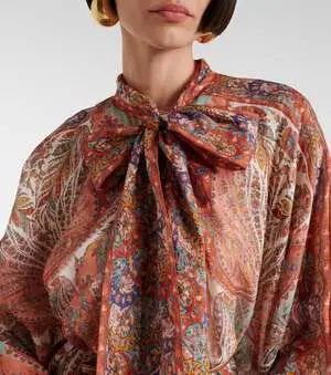 Zimmermann Rhiannon Tie-neck Ramie Midi Dress