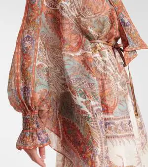 Zimmermann Rhiannon Tie-neck Ramie Midi Dress