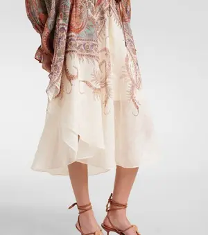 Zimmermann Rhiannon Tie-neck Ramie Midi Dress