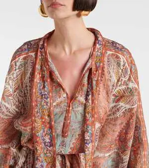 Zimmermann Rhiannon Tie-neck Ramie Midi Dress