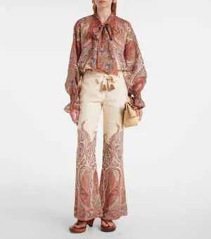 Zimmermann Paisley Linen Flared Pants